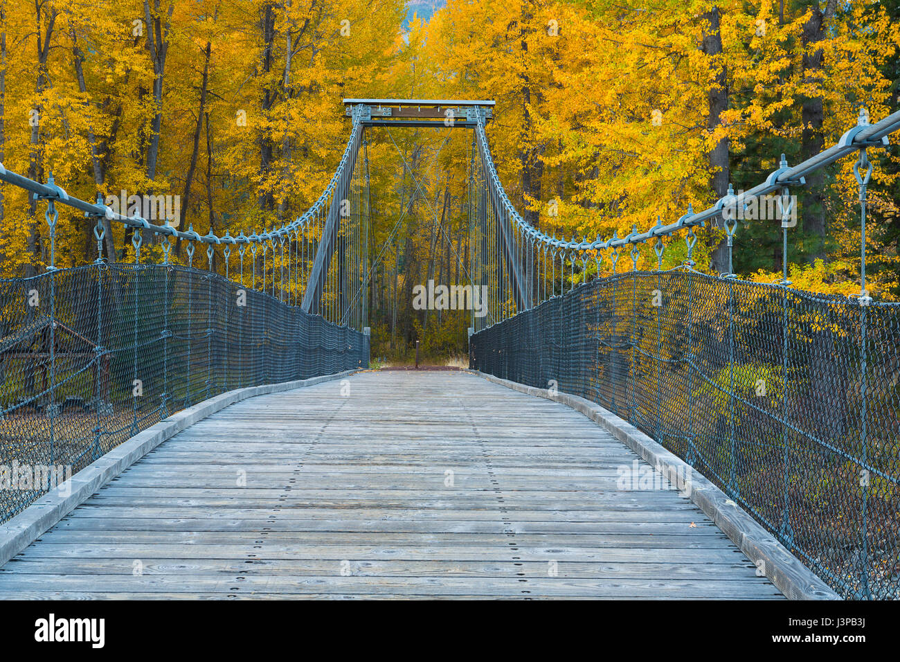 A bridge crossing leads to fall color in the Methow Valley in ...