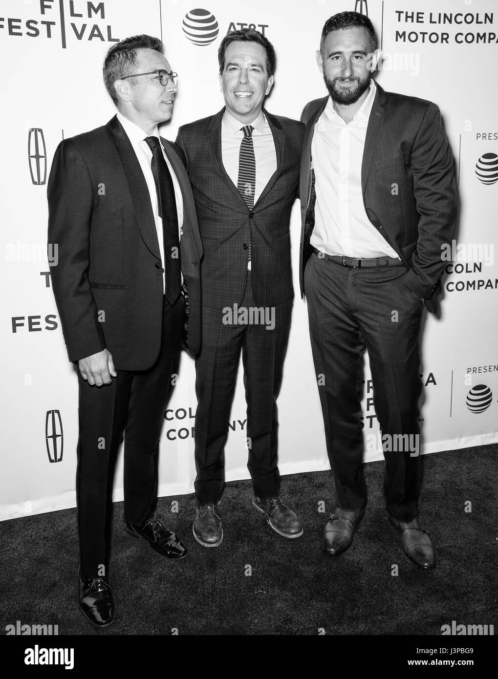 NEW YORK, NY - APRIL 23, 2017: (L-R) Producers Ray Boudreau, Ed Helms ...