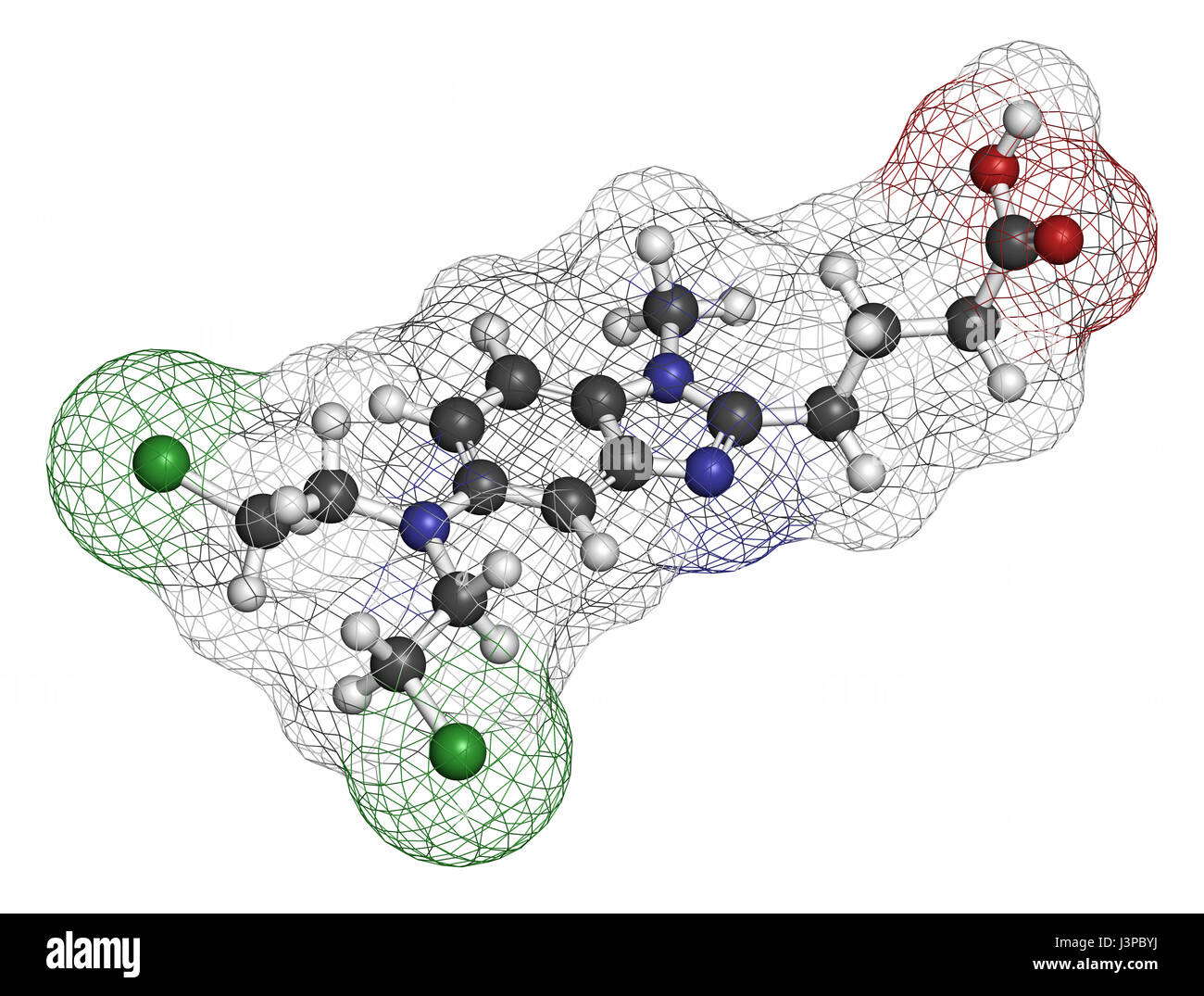 Bendamustine cancer chemotherapy drug molecule (nitrogen mustard ...