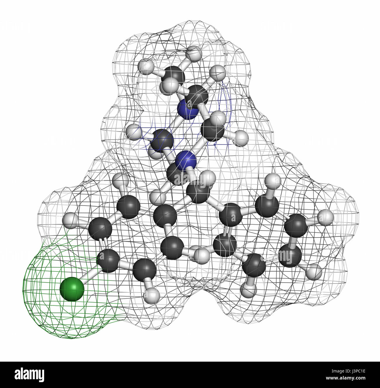 Chlorcyclizine antihistamine drug molecule. Used in treatment of ...