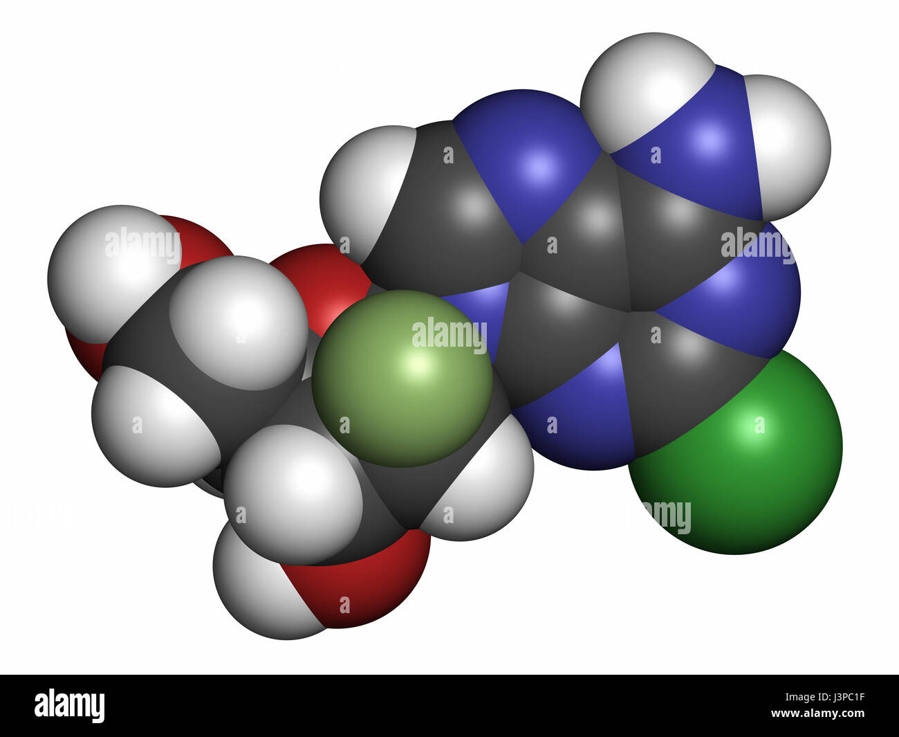 Clofarabine cancer drug molecule (purine nucleoside antimetabolite ...