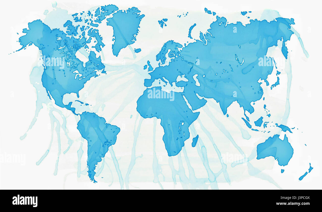 Map of world oil paint hi-res stock photography and images - Alamy