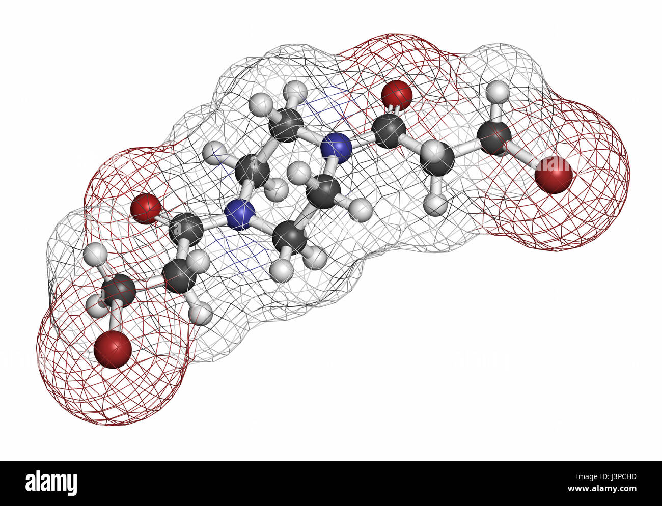 Pipobroman cancer chemotherapy drug molecule. Atoms are represented as ...