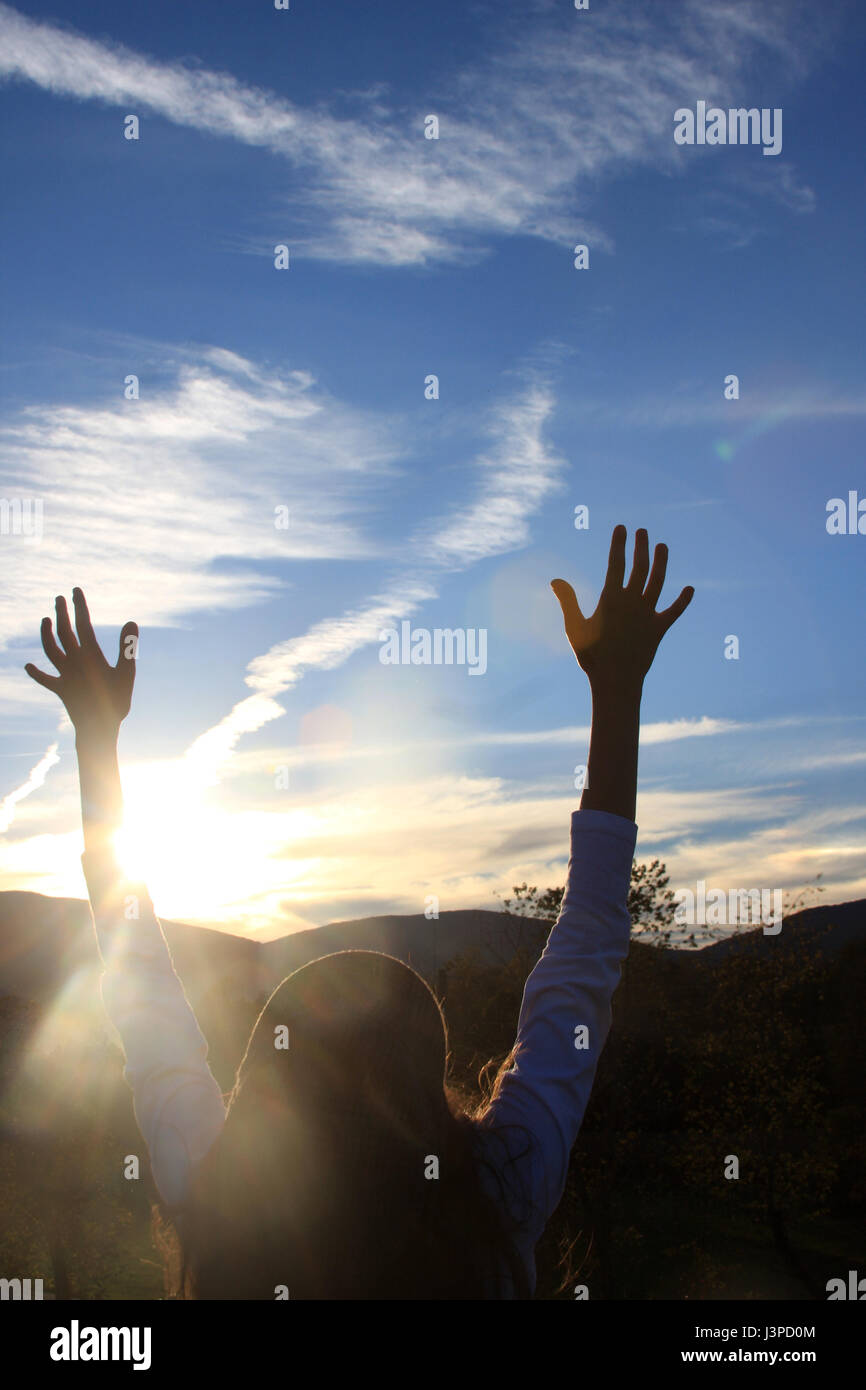 Girl Reaching Up To The Sky