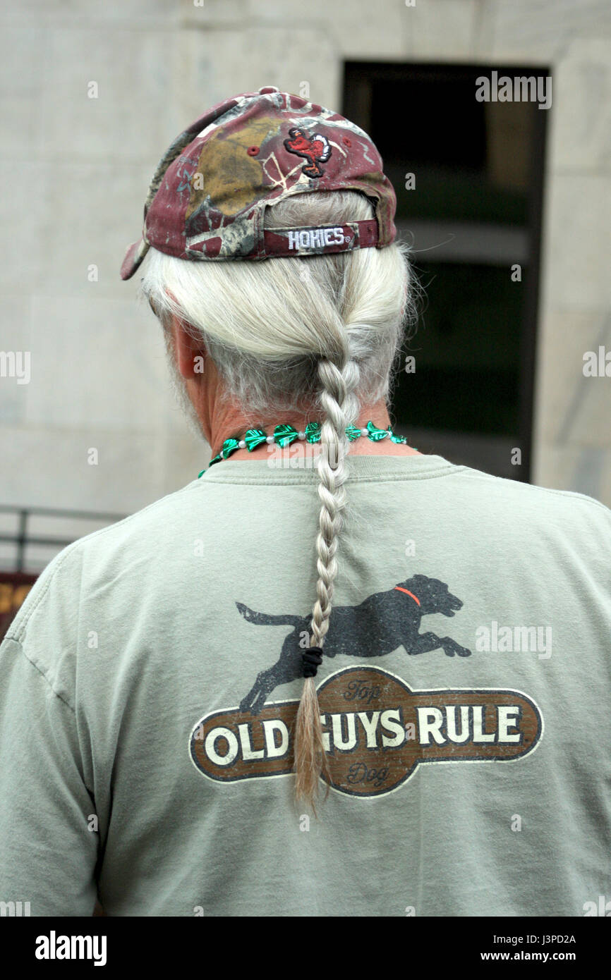 Back of senior man with long hair Stock Photo - Alamy