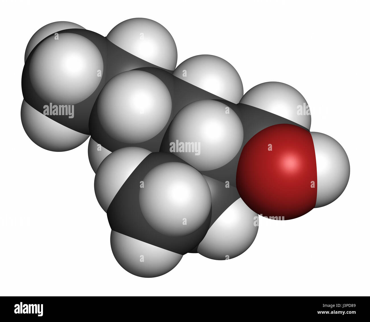 2-ethylhexanol (2-EH) molecule. Used as solvent, fragrance component ...