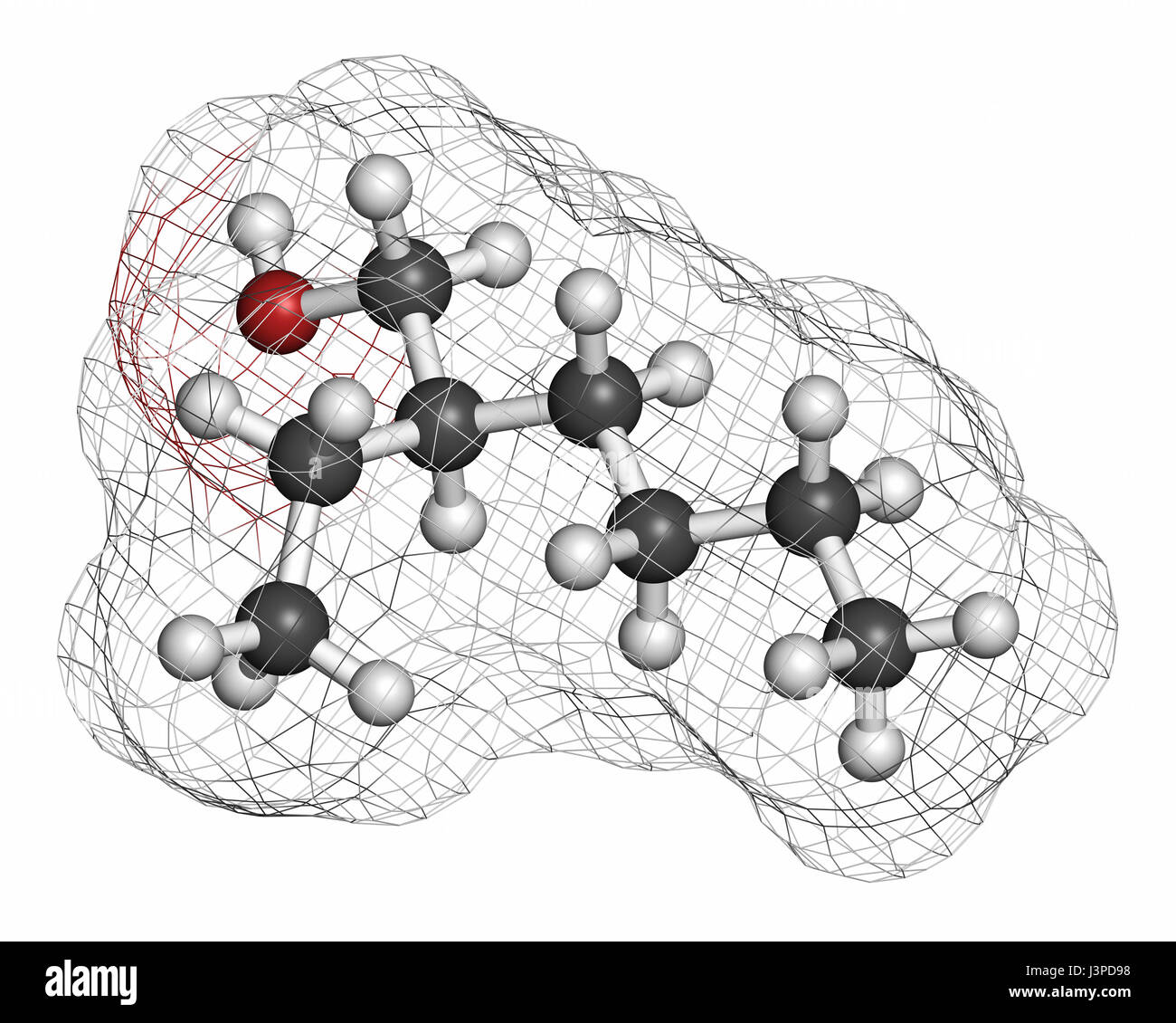 2-ethylhexanol (2-EH) molecule. Used as solvent, fragrance component ...