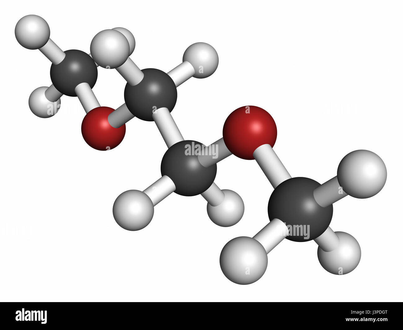 Dimethoxyethane (glyme, monoglyme, dimethyl glycol, DME) molecule ...