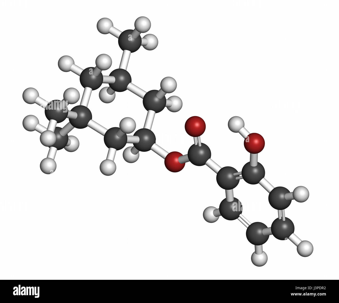 Homosalate sunscreen molecule (UV filter). Atoms are represented as ...