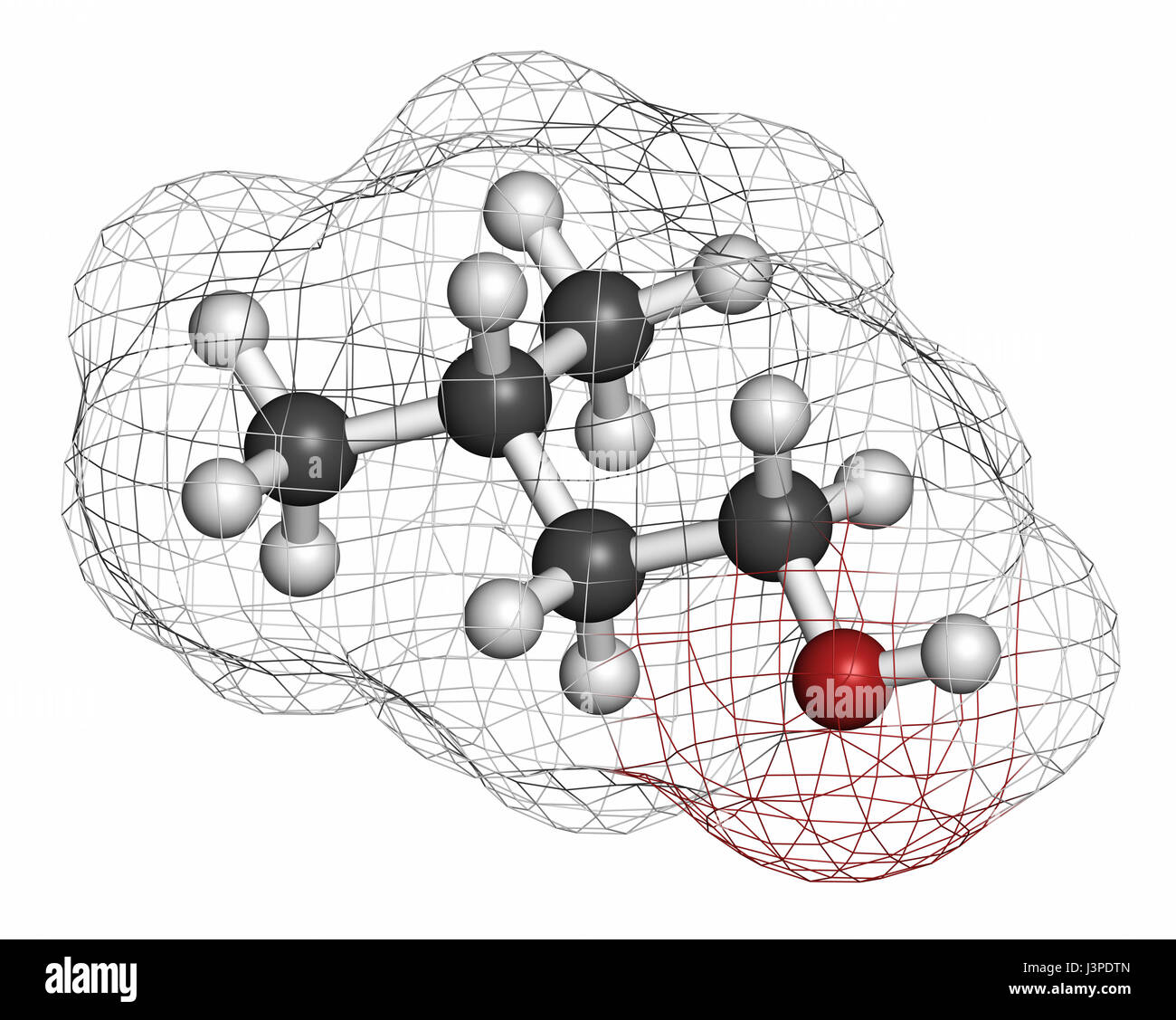 Isoamyl Alcohol Molecule Atoms Are Represented As Spheres