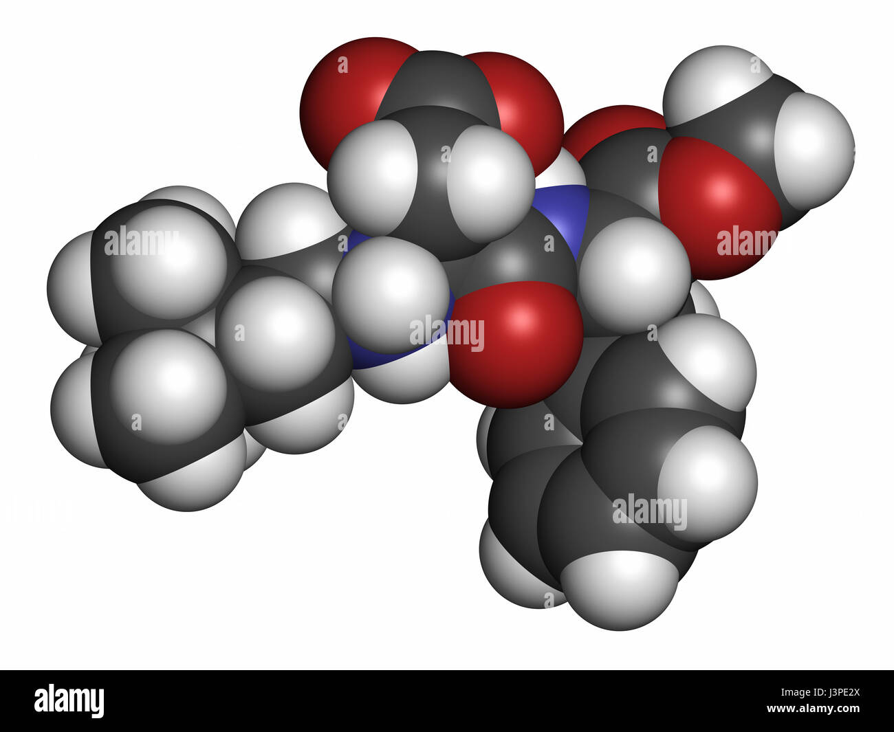 Neotame (E961) sugar substitute molecule. Atoms are represented as ...