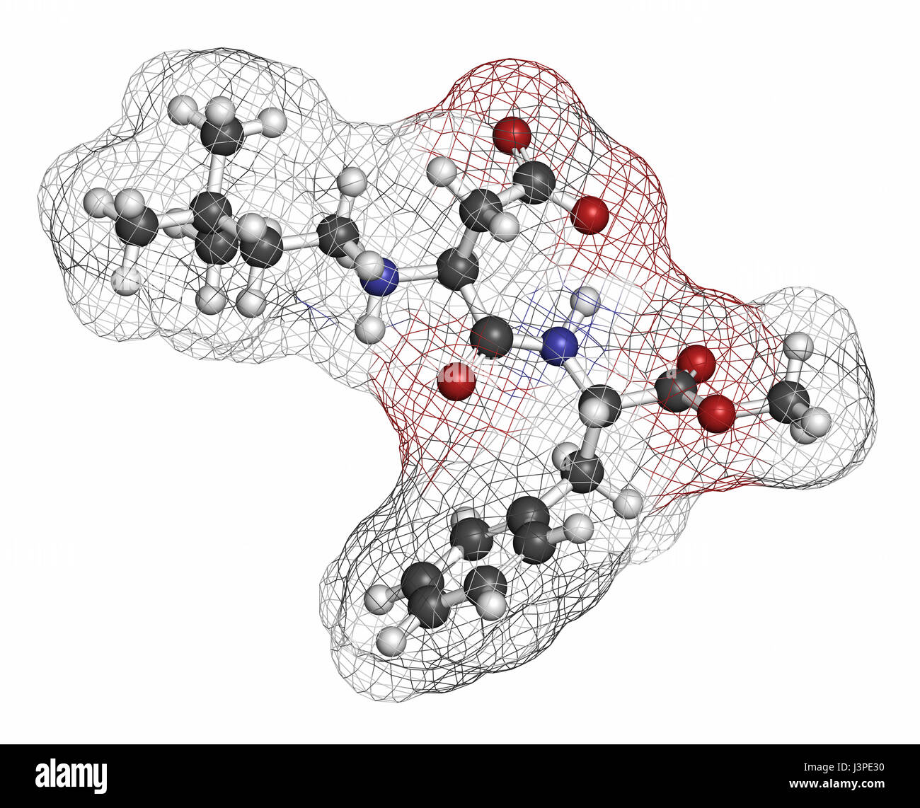 Neotame (E961) sugar substitute molecule. Atoms are represented as ...