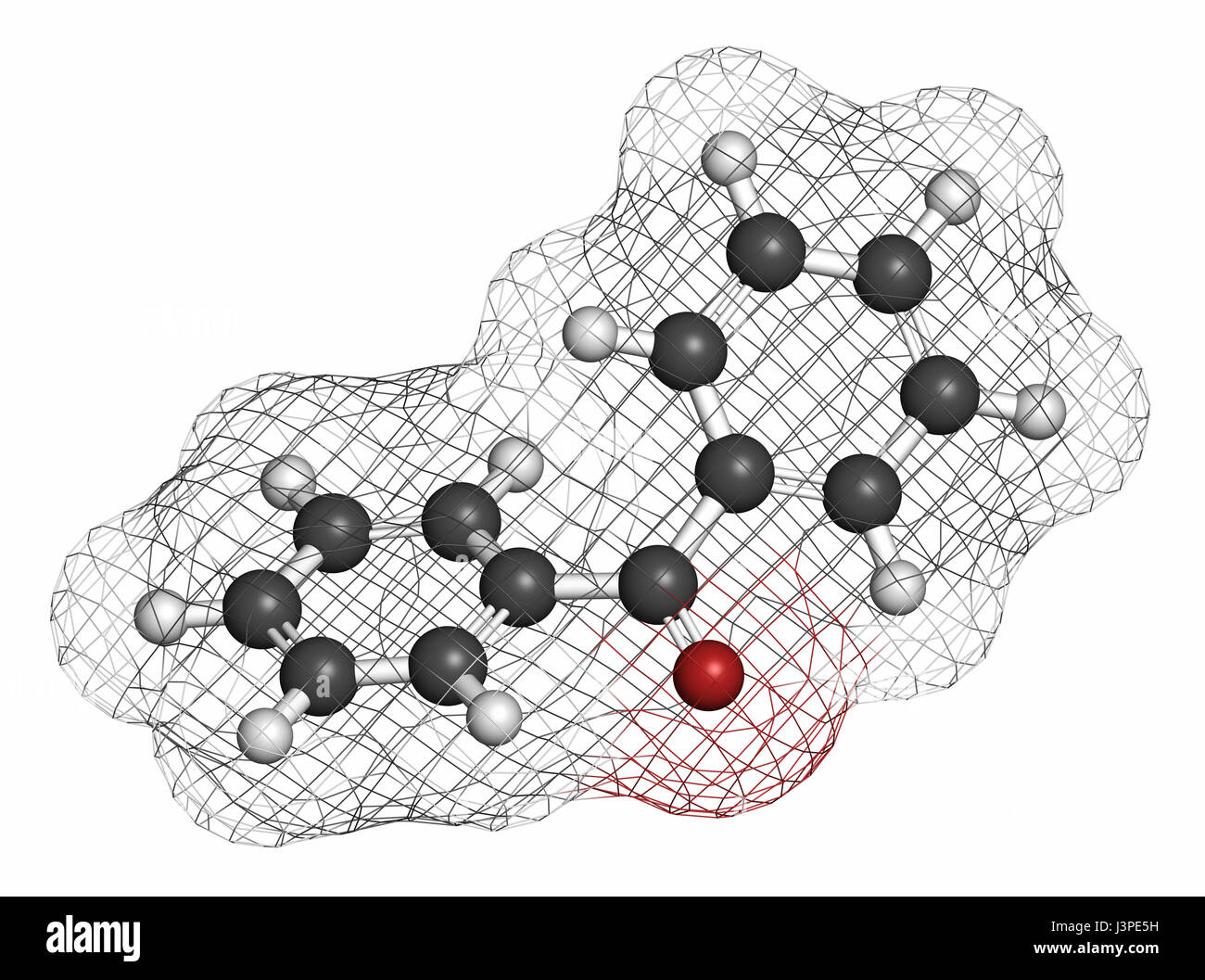 Benzophenone molecule. Atoms are represented as spheres with ...