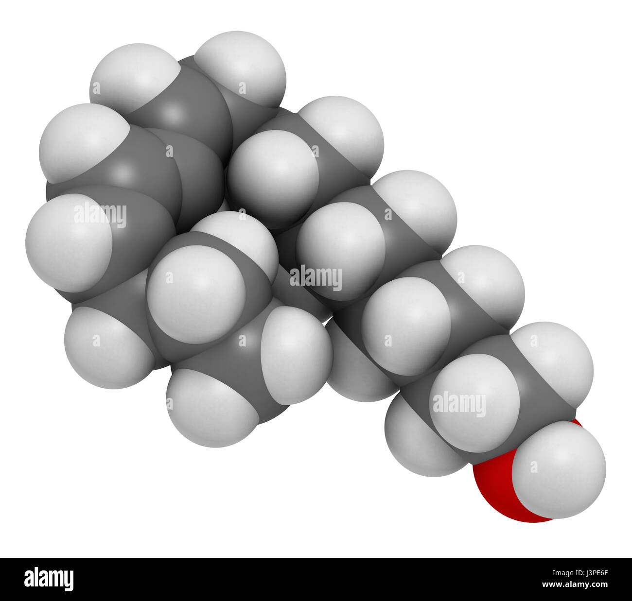 Bombykol insect pheromone molecule. Atoms are represented as spheres ...