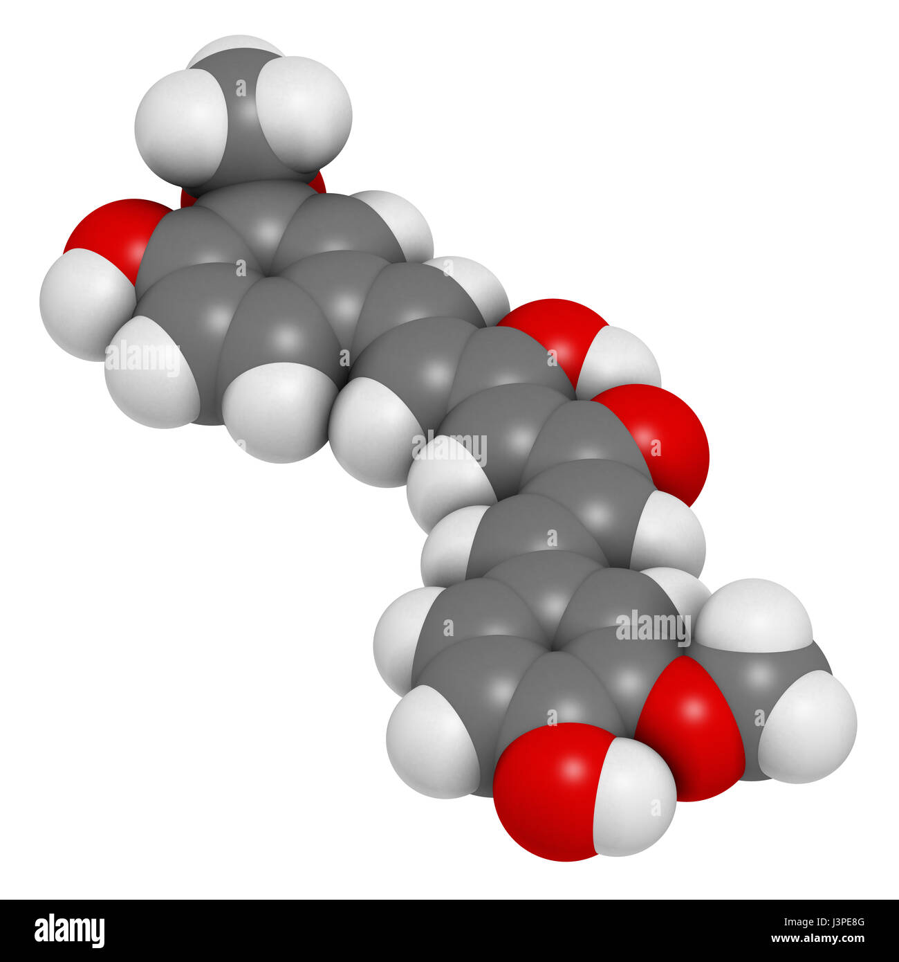 Curcumin turmeric spice molecule. Atoms are represented as spheres with ...