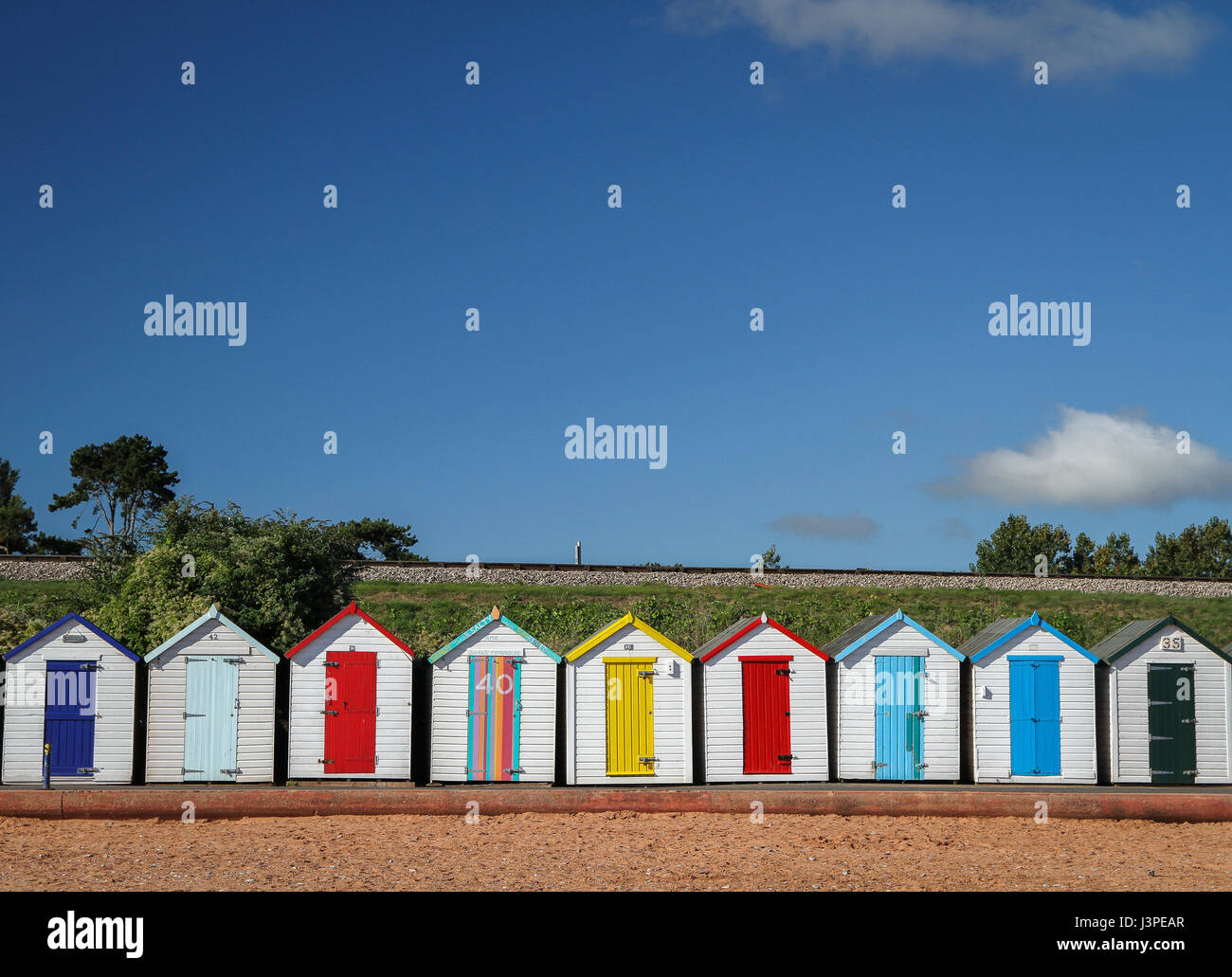 beach huts Paignton seaside beach Devon UK Stock Photo - Alamy