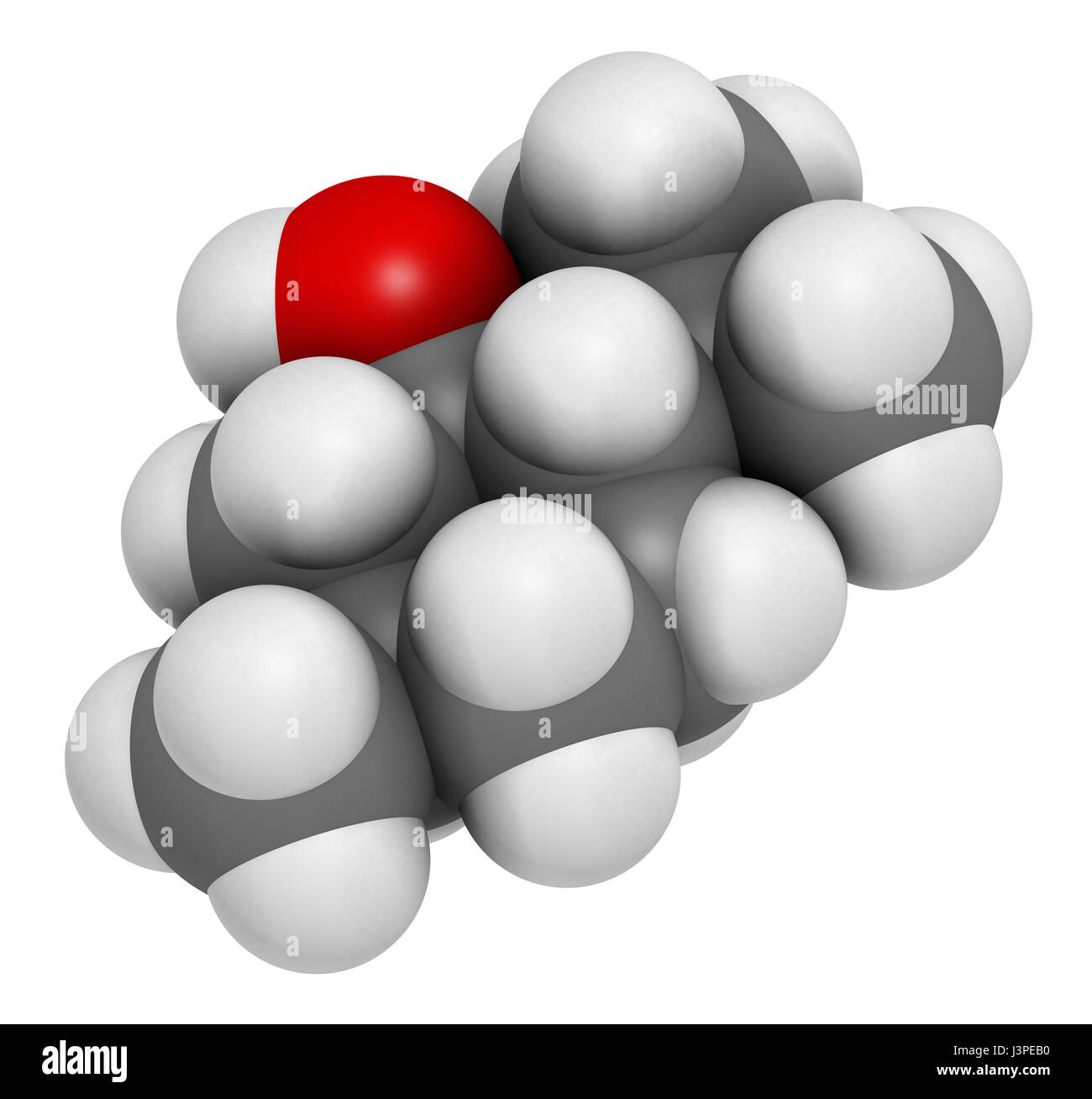 Menthol molecule. Present in peppermint, corn mints, etc. Atoms are ...