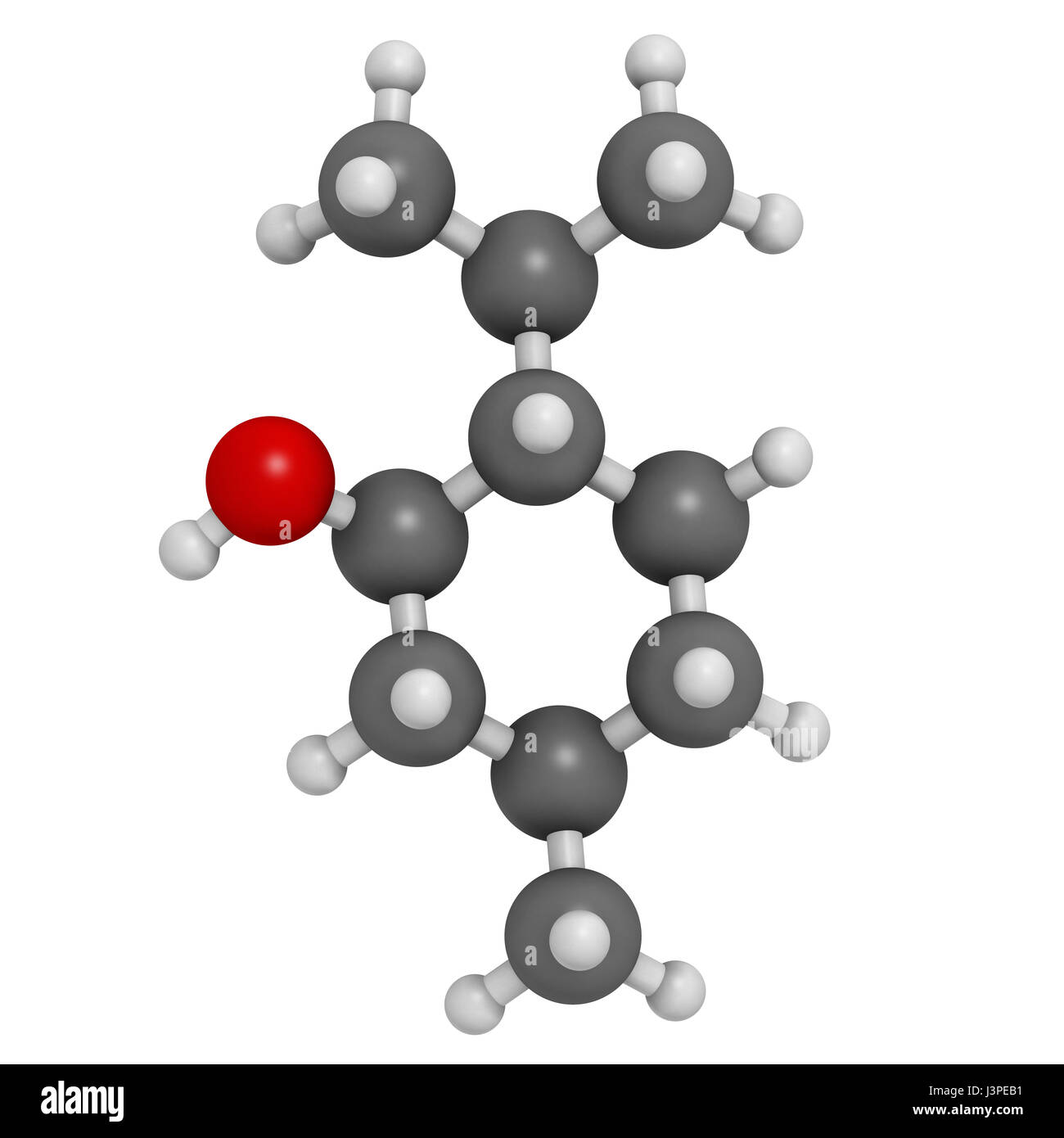 Menthol molecule. Present in peppermint, corn mints, etc. Atoms are ...