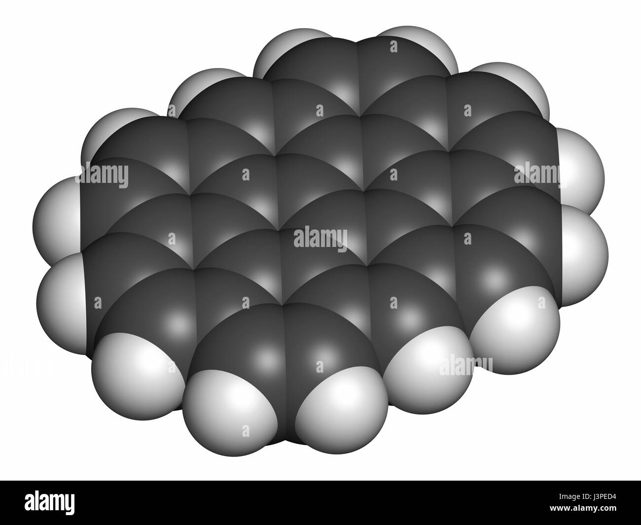 Ovalene polycyclic aromatic hydrocarbon molecule. Atoms are represented ...