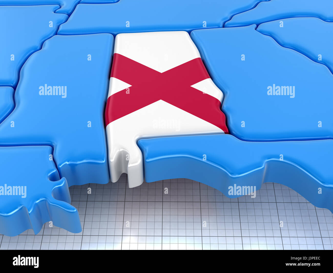 Map of Alabama state with flag. Image with clipping path Stock Photo ...