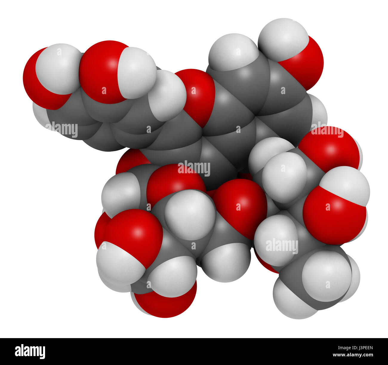 Rutin (rutoside, sophorin) molecule. Herbal glycoside composed of ...