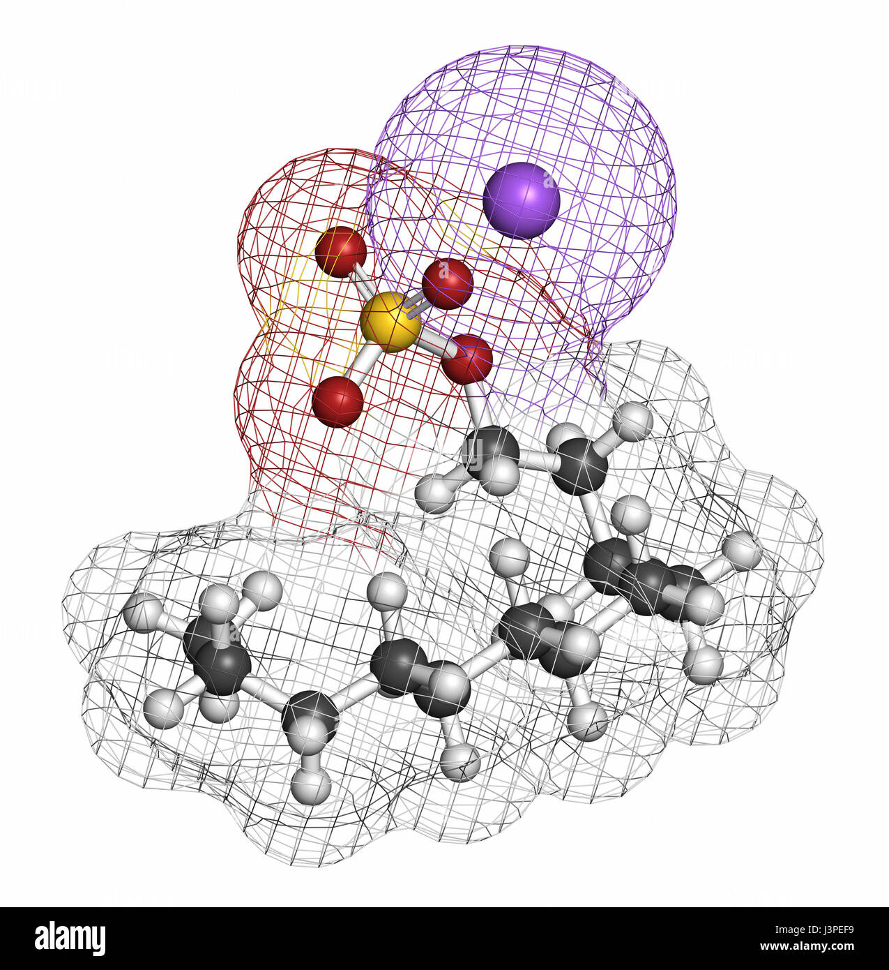 Sodium dodecyl sulfate (SDS, sodium lauryl sulfate) surfactant molecule ...