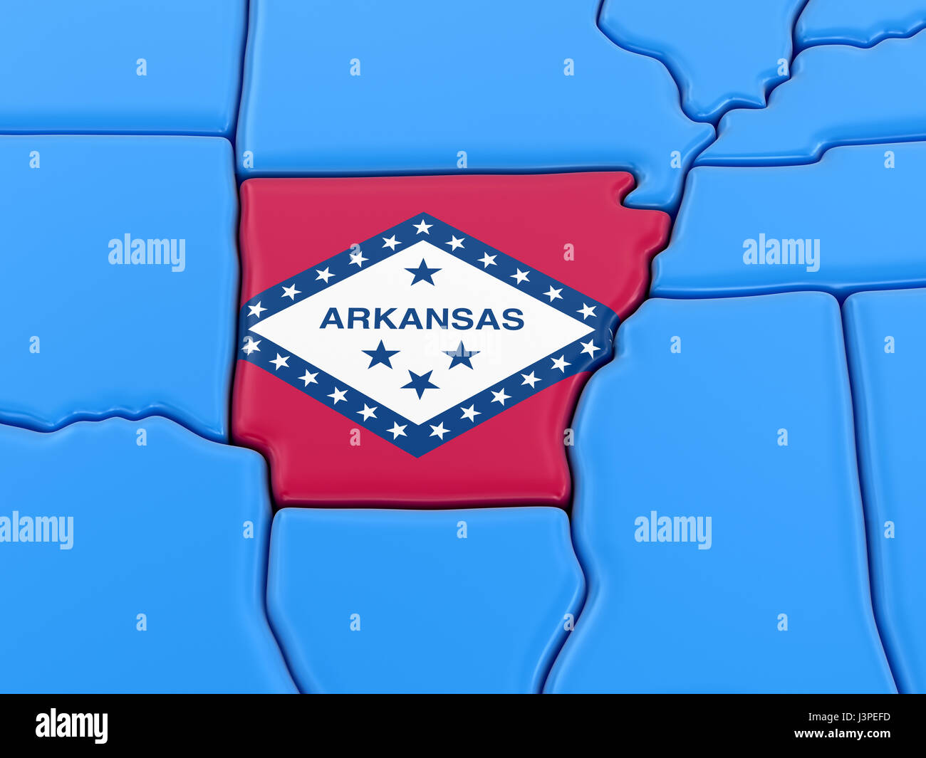 Map of Arkansas state with flag. Image with clipping path Stock Photo ...