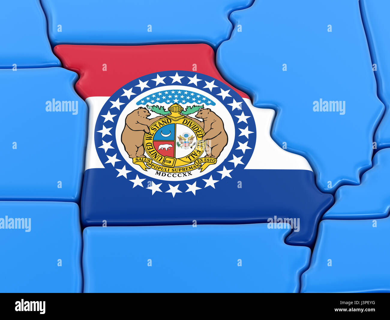 Map of Missouri state with flag. Image with clipping path Stock Photo ...