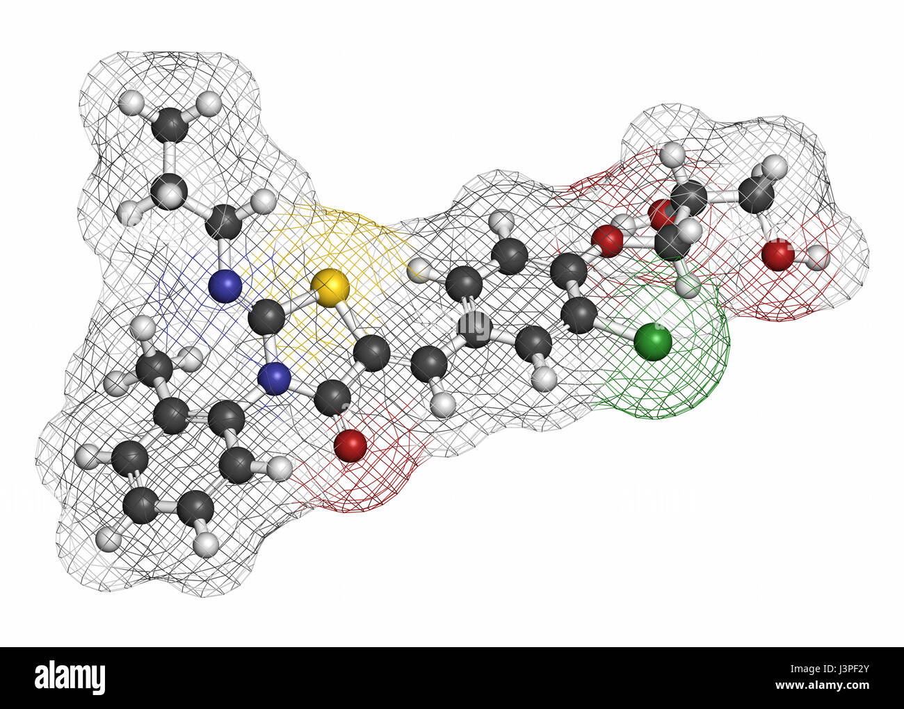 Ponesimod anti-inflammatory drug molecule (S1PR1 modulator). Atoms are ...