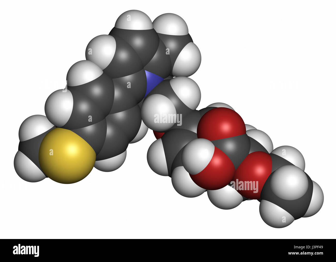 Saroglitazar diabetes drug molecule (dual PPAR agonist). Atoms are ...