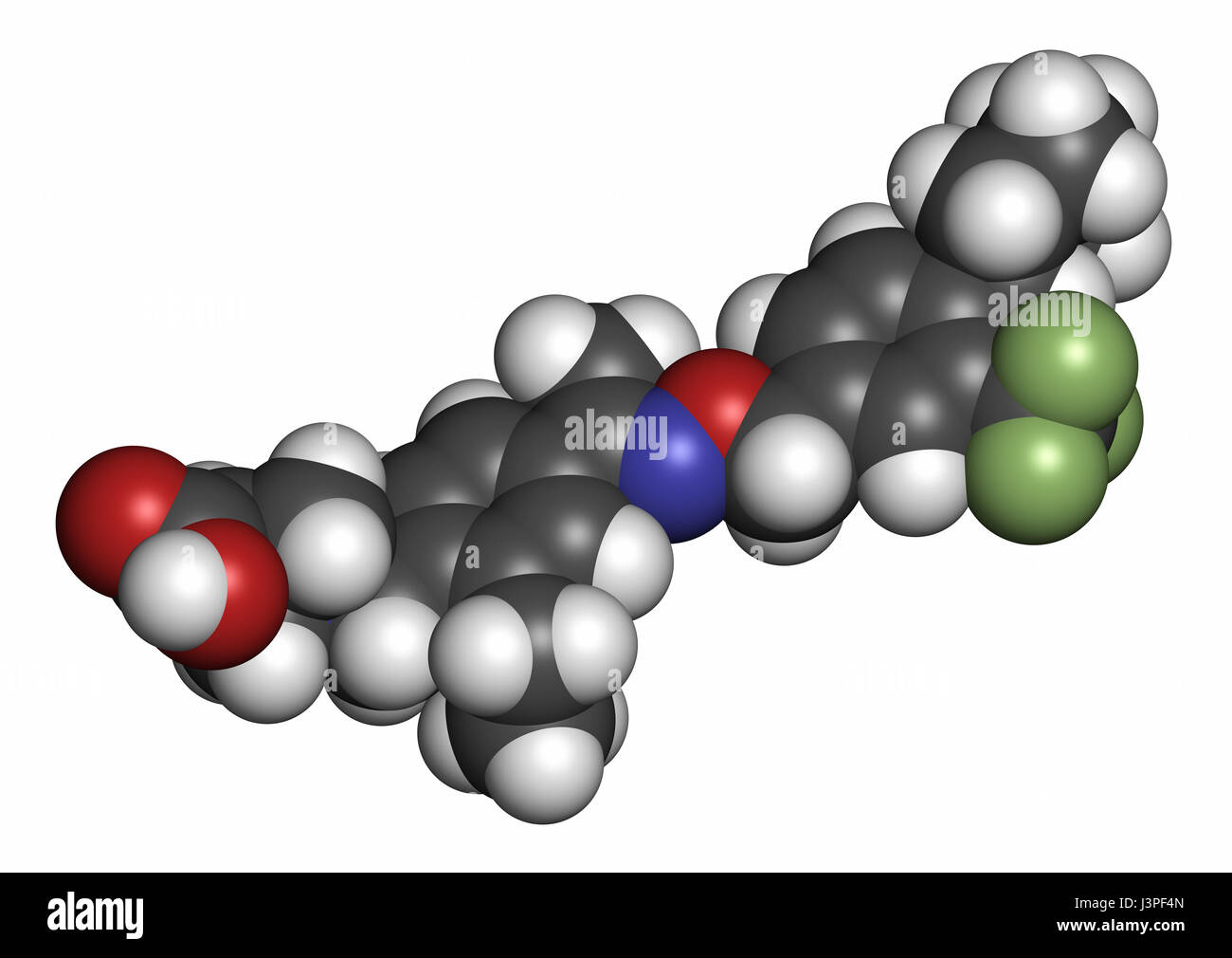 Siponimod anti-inflammatory drug molecule (S1PR1 modulator). Atoms are ...