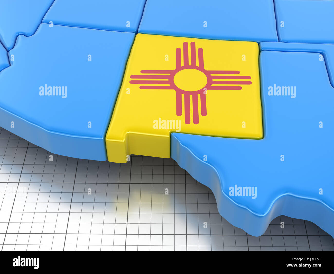 Map of New Mexico state with flag. Image with clipping path Stock Photo ...