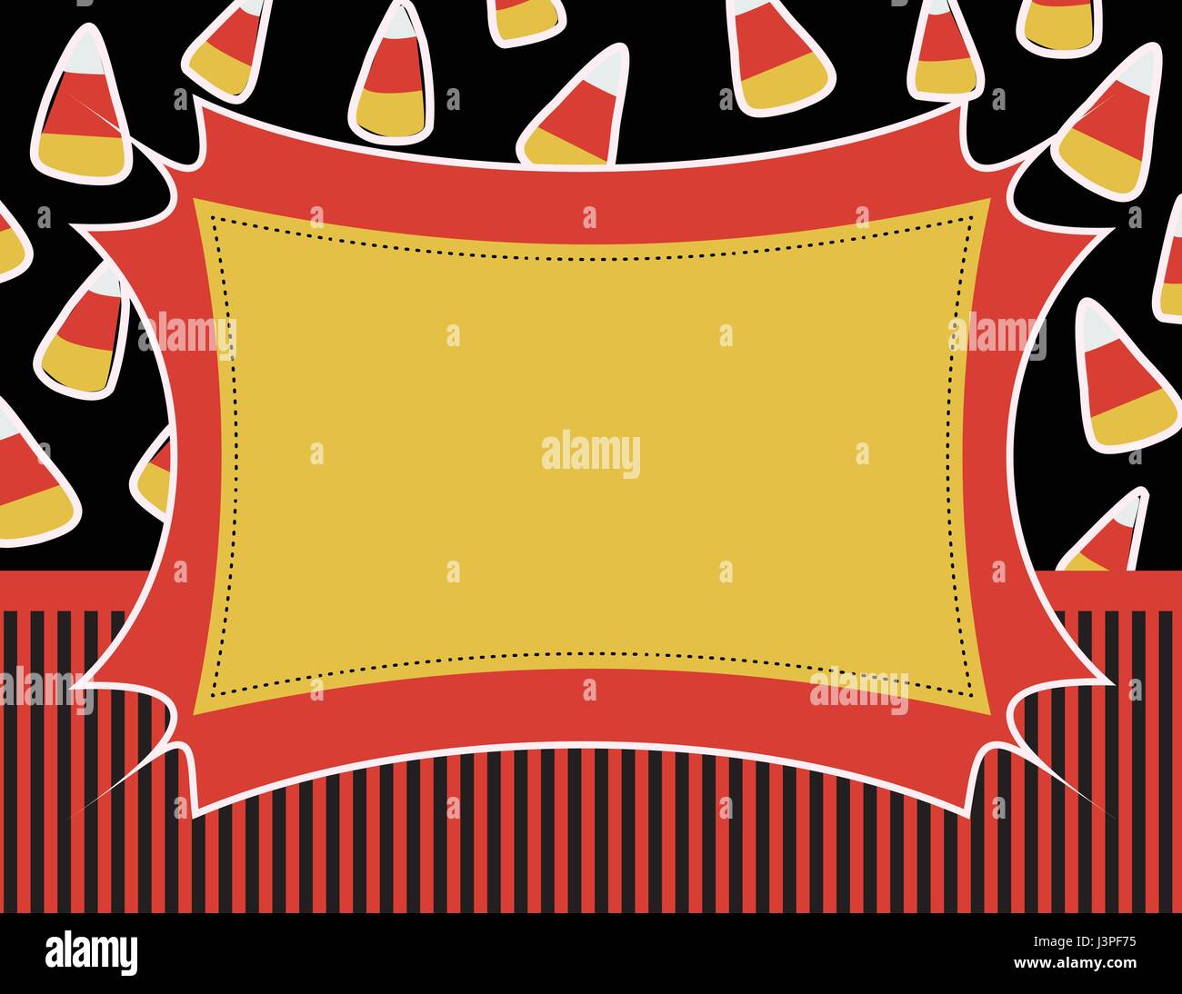 Candy Corn and stripes decorate this fun Halloween invitation Stock ...