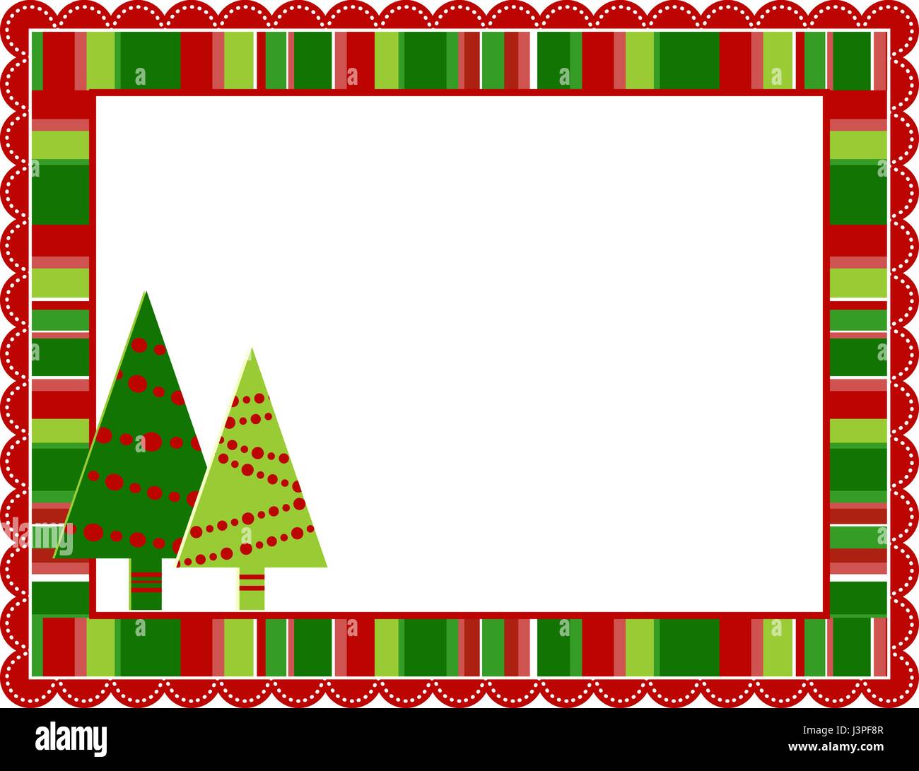 Christmas Frame-Christmas Frame with stripped border and scalloped ...