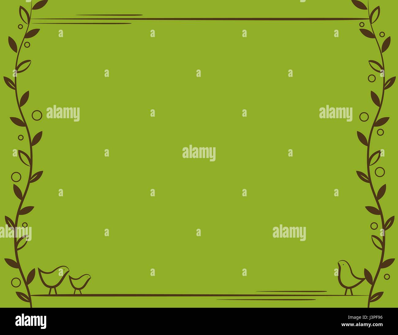 Vine Bird Frame-Frame outlined with leafy vines and birds Stock Vector ...
