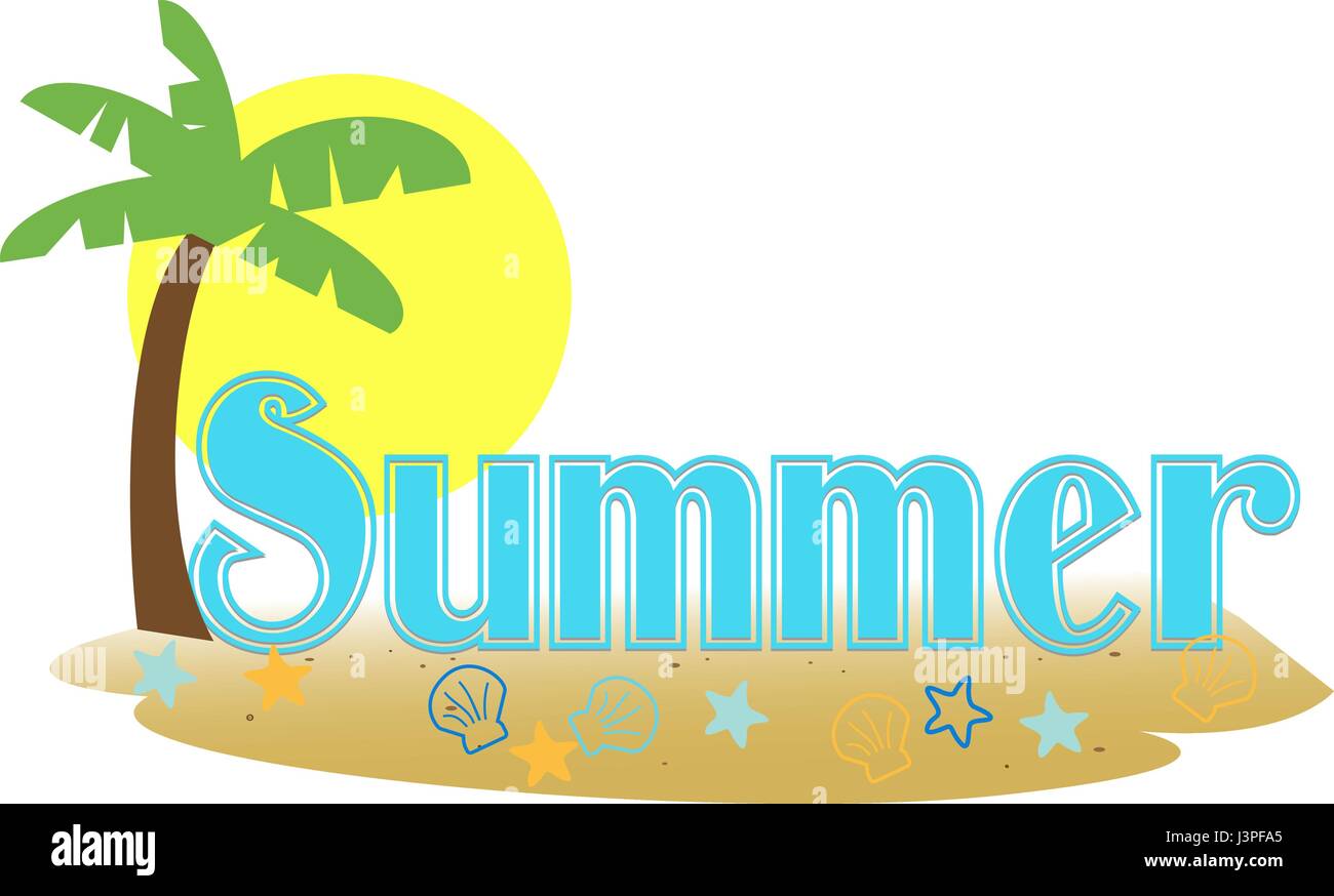Summer text-Stylized summer text in a palm island setting Stock Vector ...