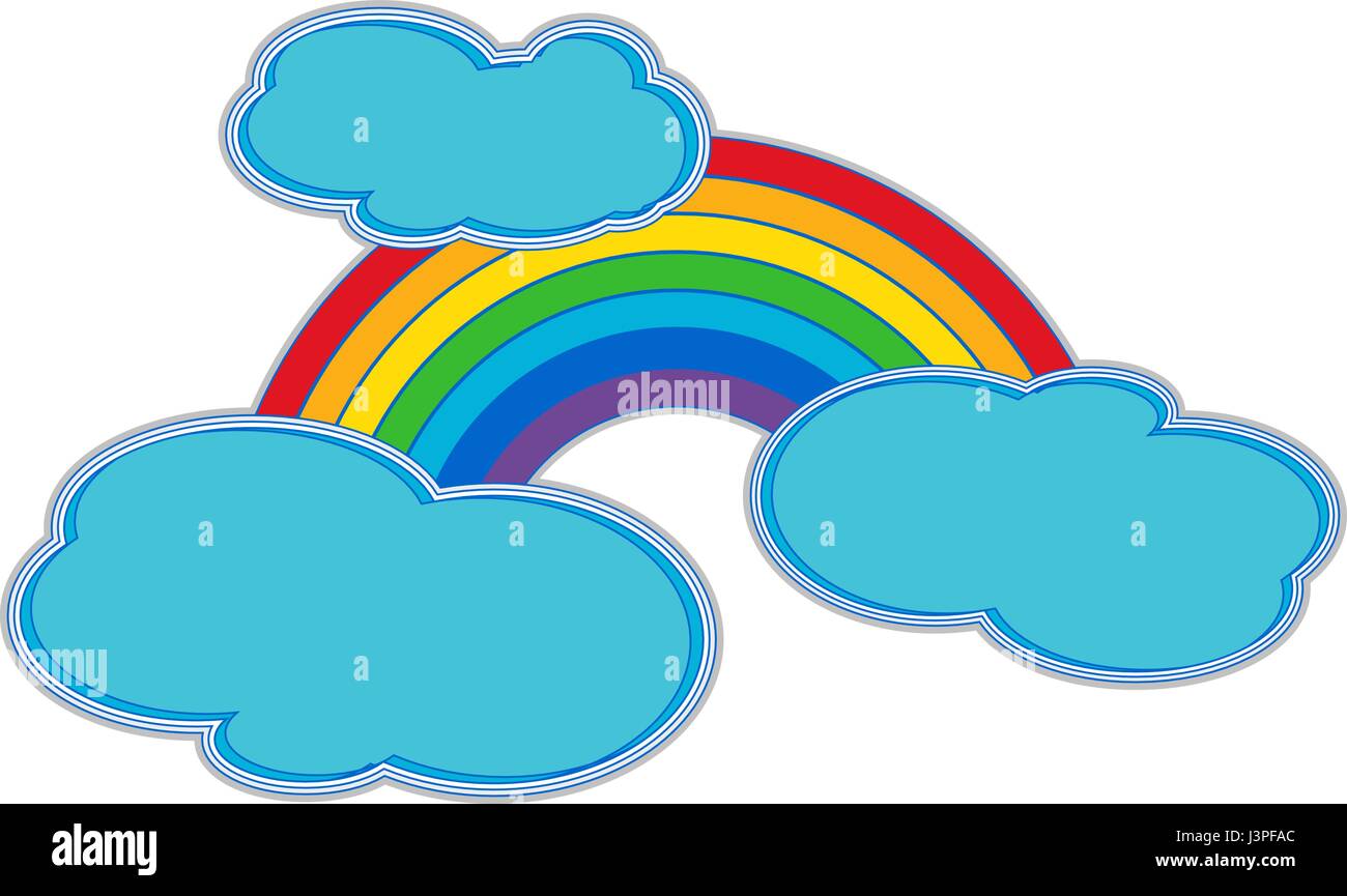 Rainbow and Clouds-Rainbow with stylized cloud as isolated clipart ...