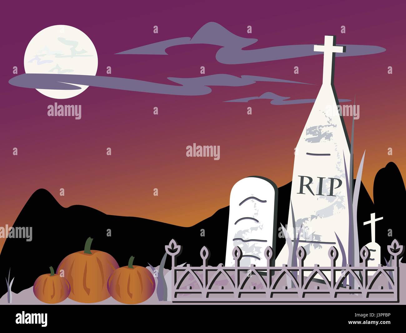 Halloween Graveyard-Graveyard with RIP grave plus others behind a ...