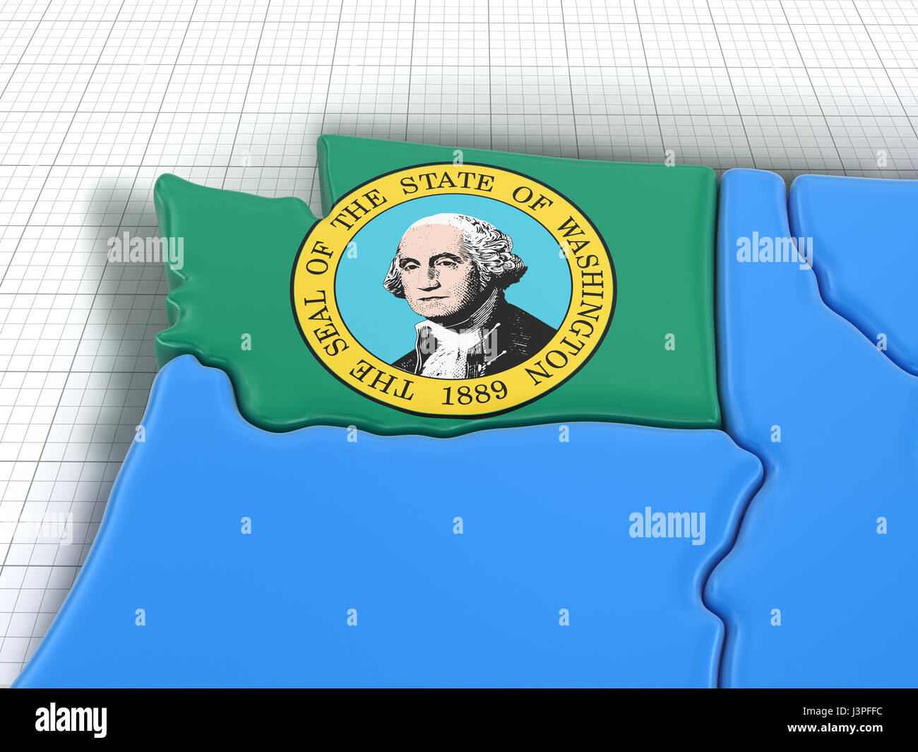 Map of Washington state with flag. Image with clipping path Stock Photo ...