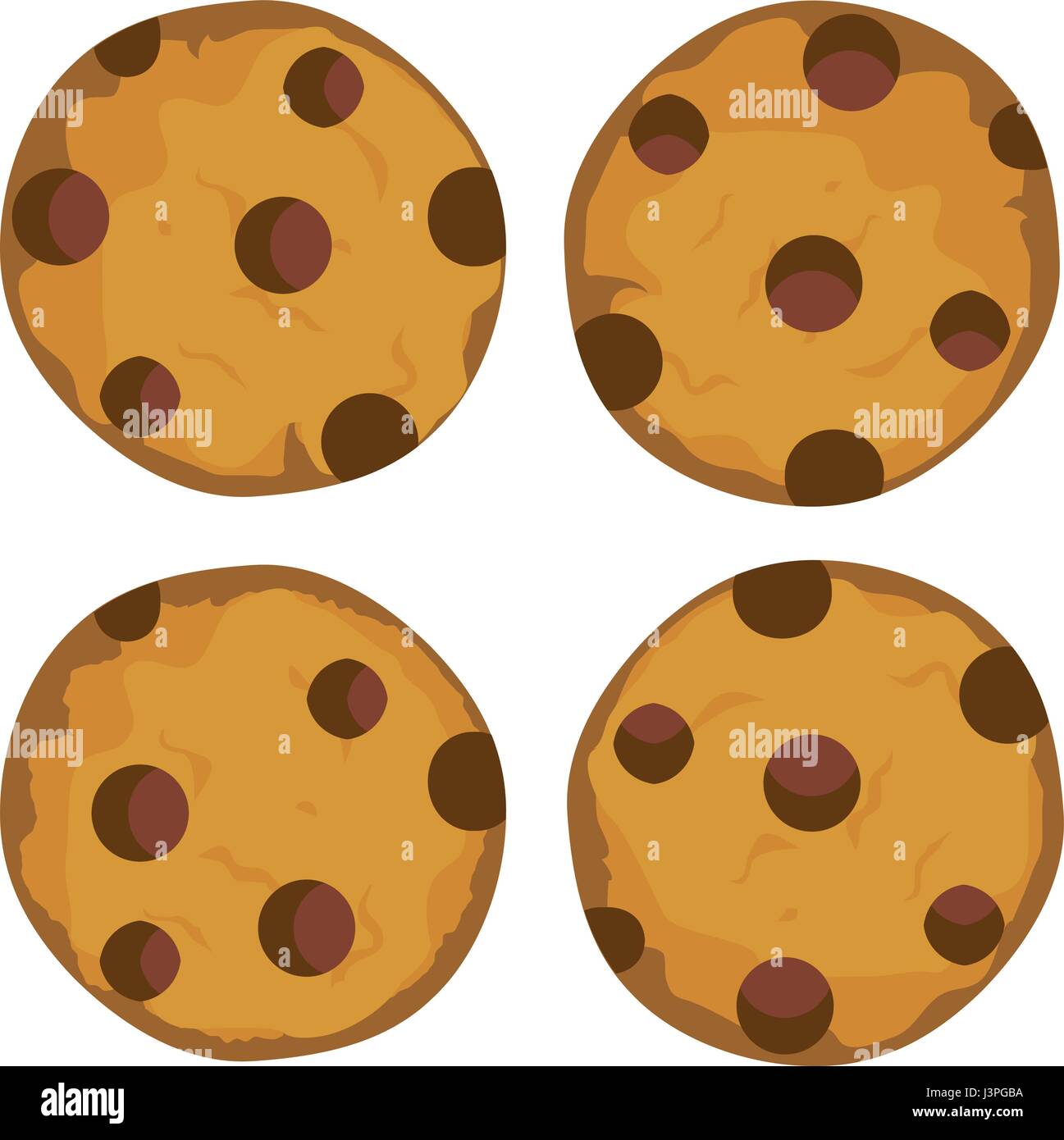 vector illustration of a chocolate chip cookie set Stock Vector Image ...