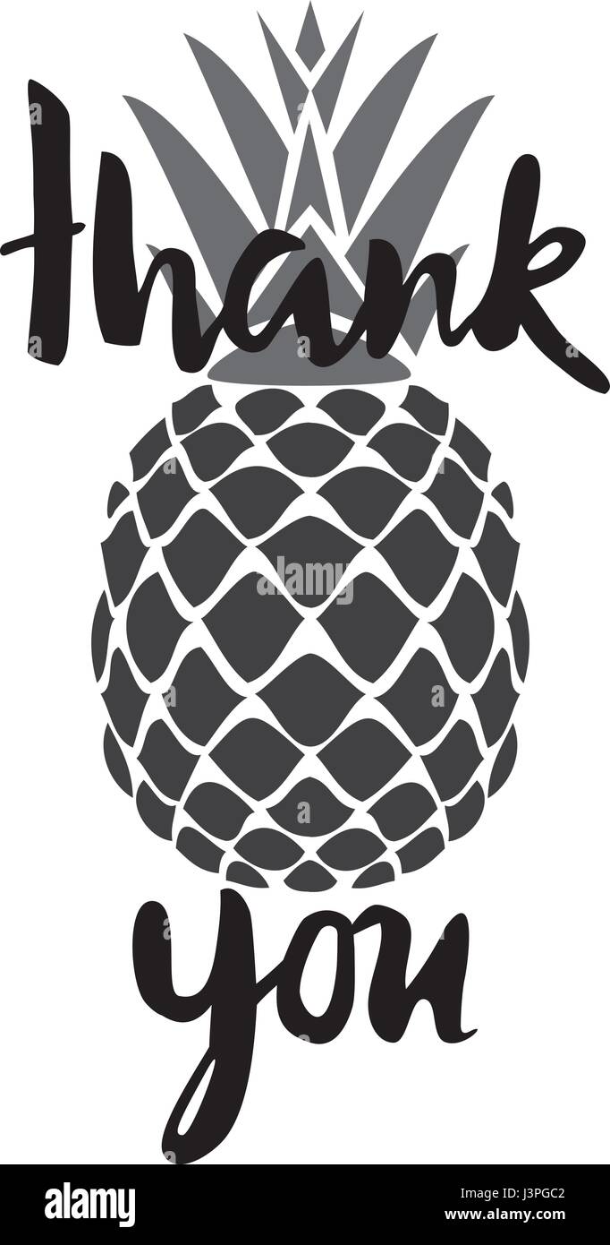 vector illustration of a thank you card with orange pineapple Stock ...