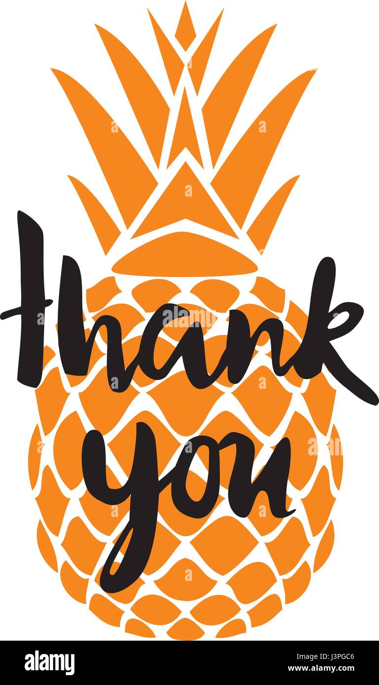 vector illustration of a thank you card with orange pineapple Stock ...