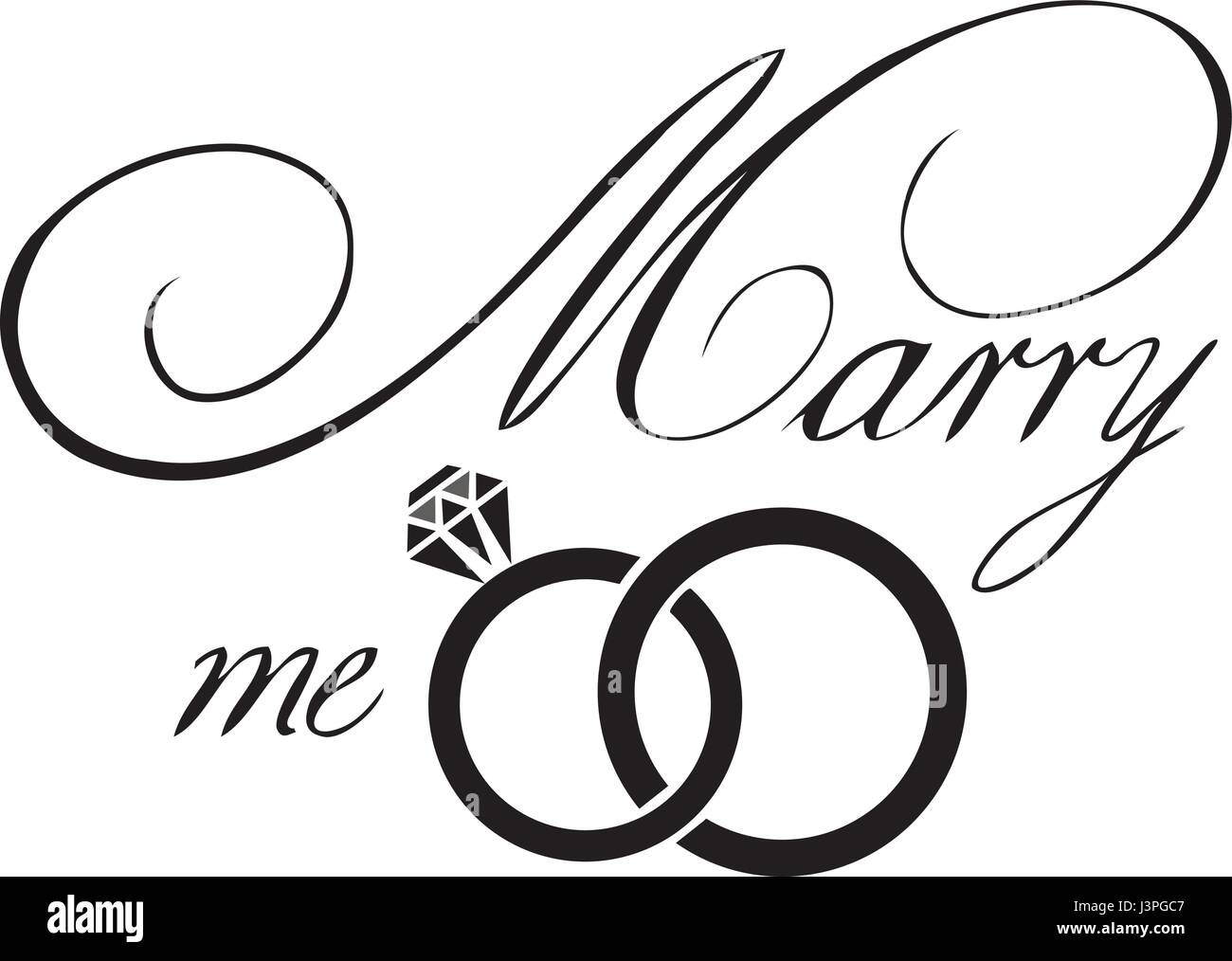 vector illustration of marry me card with diamond ring Stock Vector ...