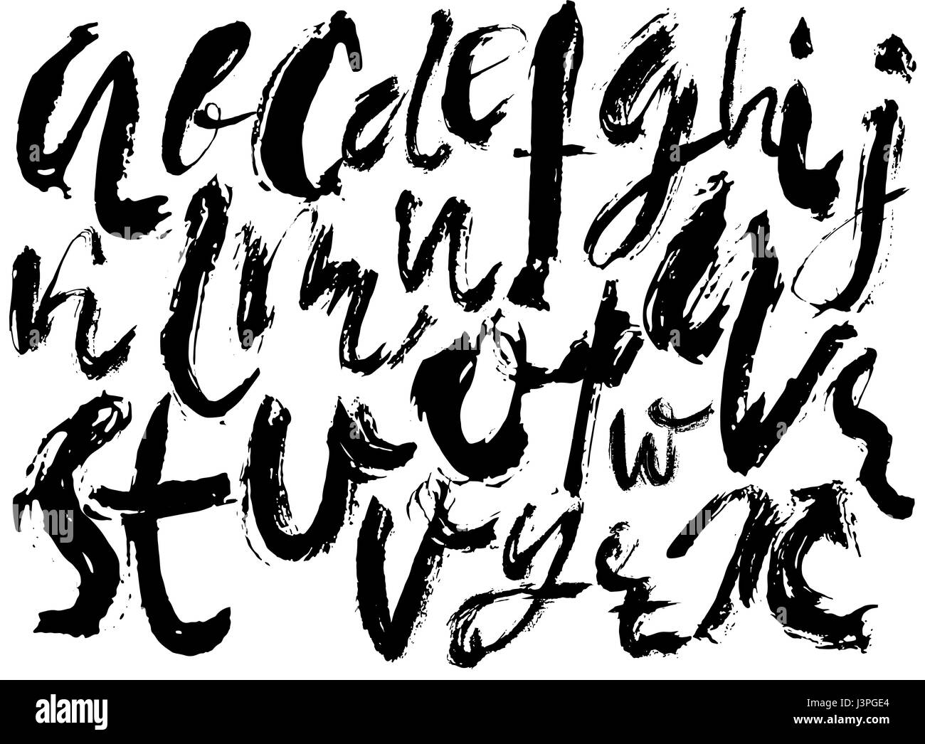 Hand drawn dry brush font. Modern brush lettering. Grunge style ...