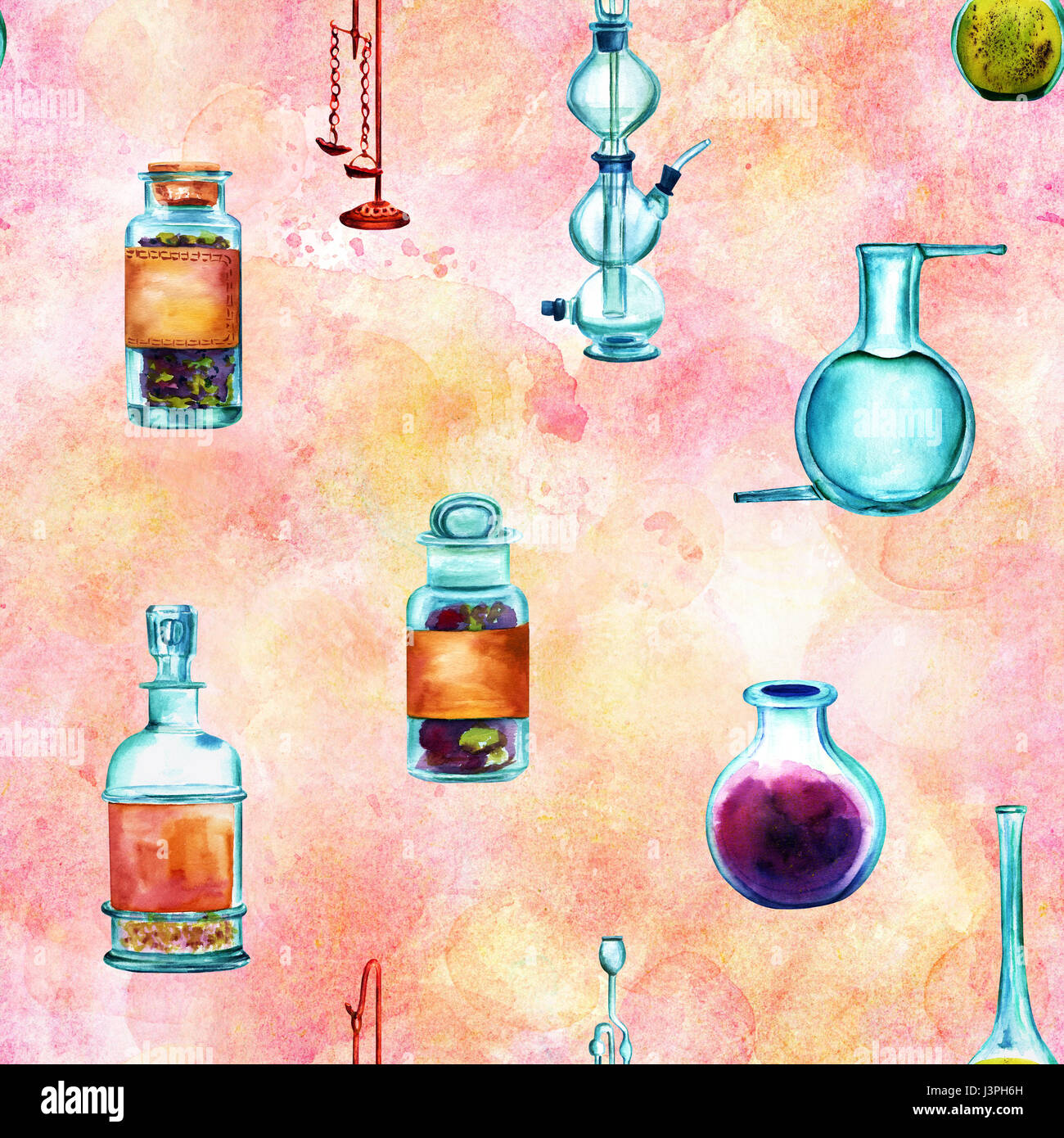 Vintage Science seamless background pattern with chemistry objects ...
