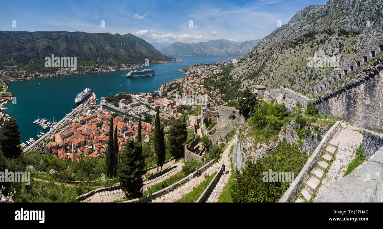 Climbing up the meandering upper town walls above Kotor (a short ...