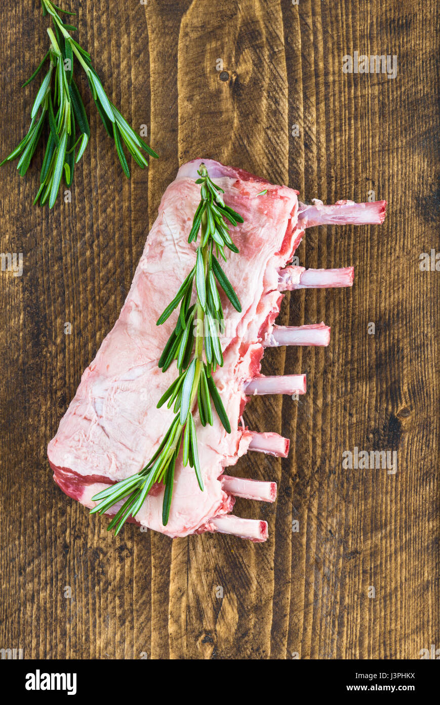 Raw rack of lamb - top view Stock Photo - Alamy