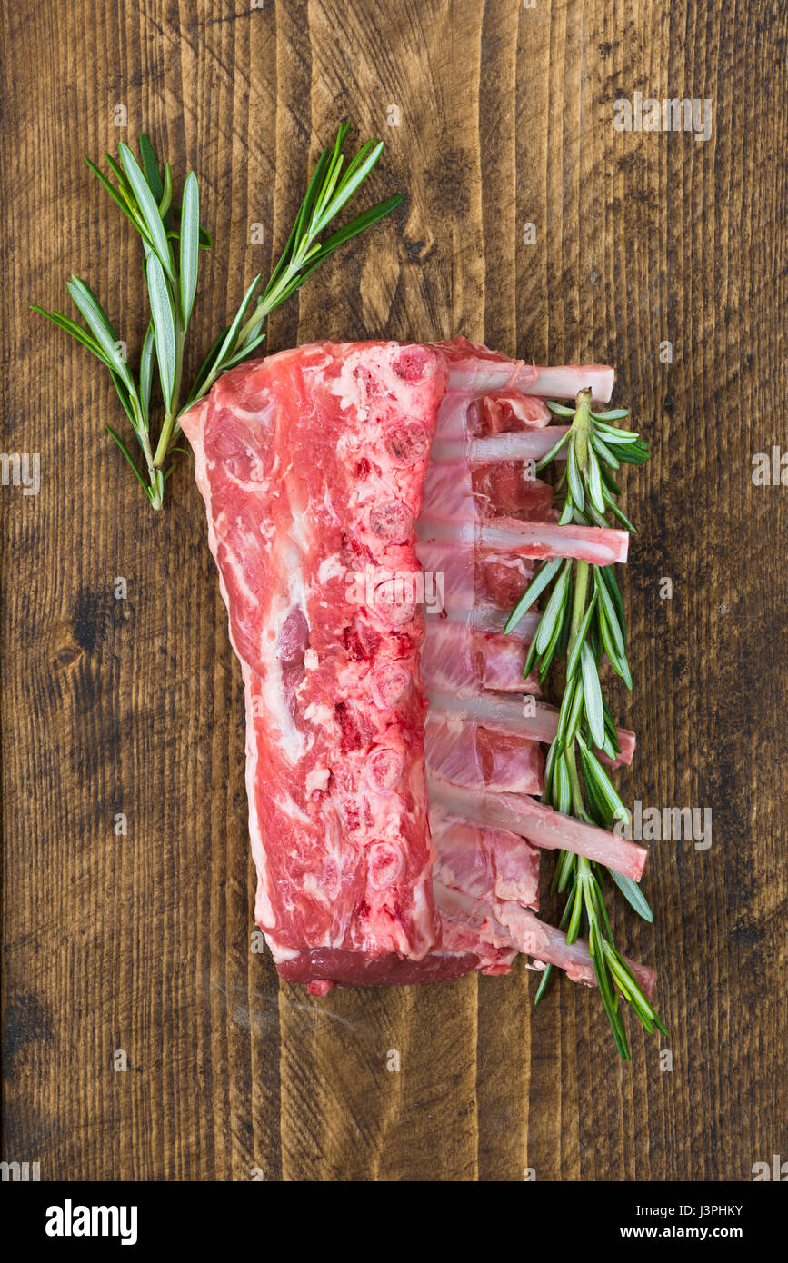 Raw rack of lamb - top view Stock Photo - Alamy