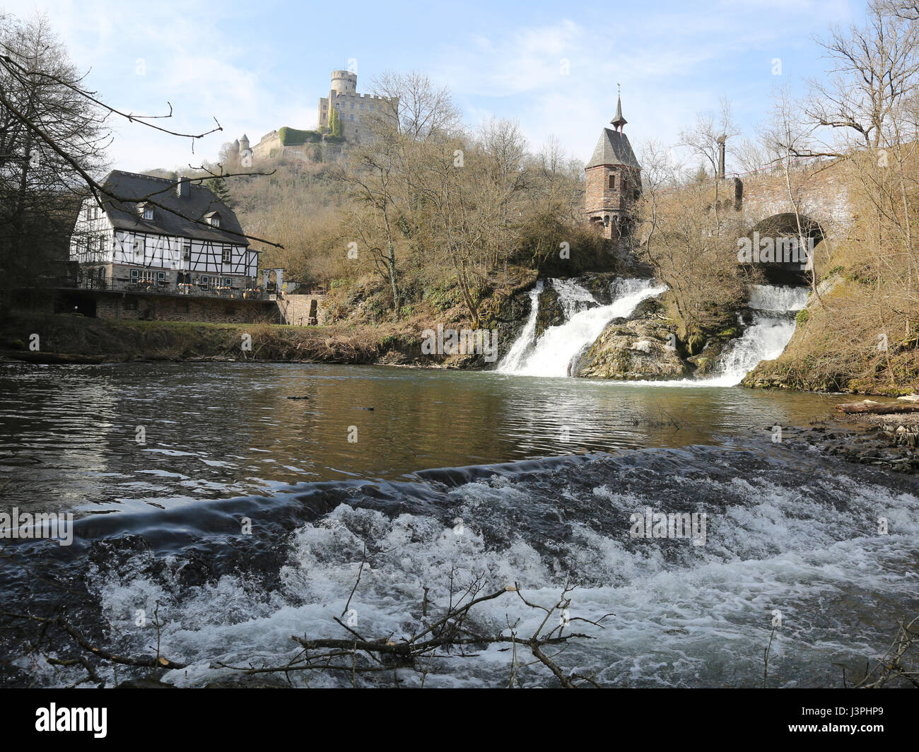 Elzbach Wasserfall, Germany, Eifel, Waterfall Elzbach and Castle ...