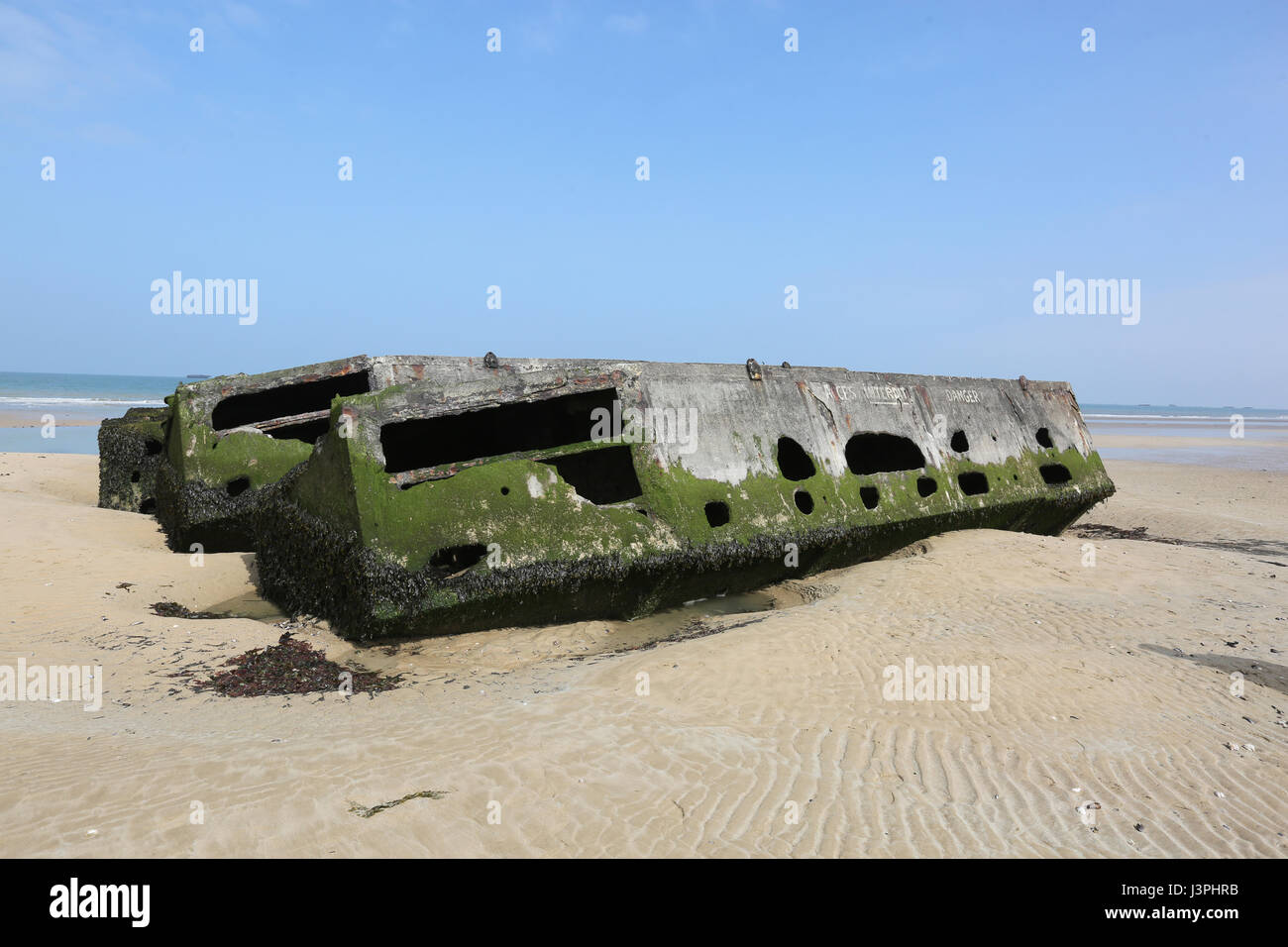 France, Normandy, Port Winston at Arromanches Mulberry Harbor Landing ...